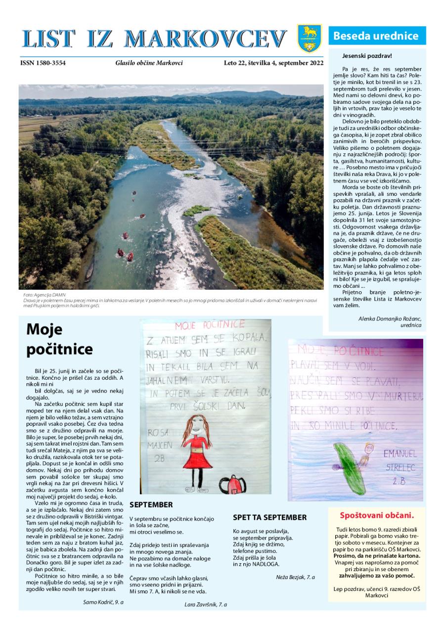 LIST IZ MARKOVCEV SEPTEMBER 2022 - markovci.si