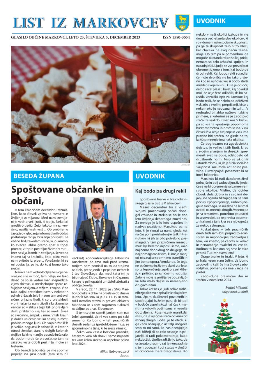 LIST IZ MARKOVCEV DECEMBER 2023 - markovci.si